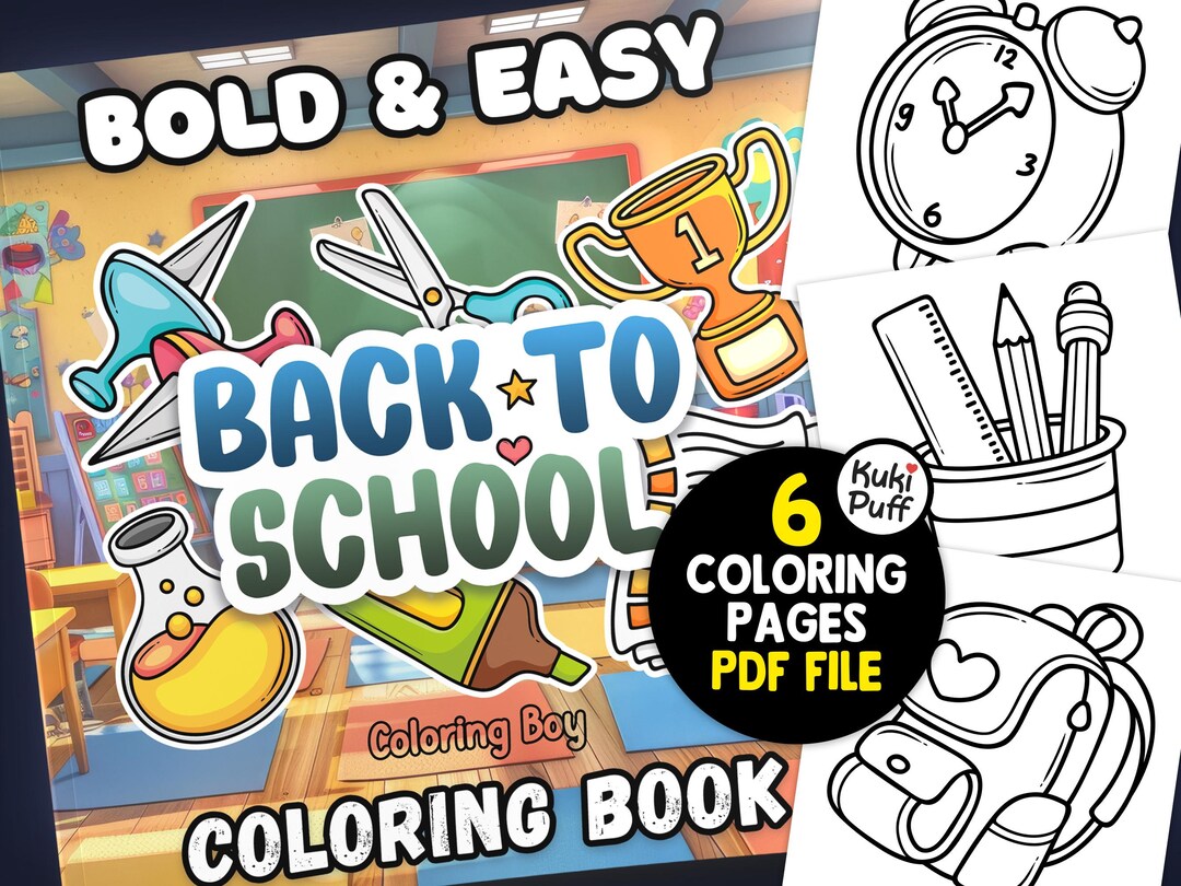 Back to School: Bold and Easy School Items Designs Coloring Book by ...
