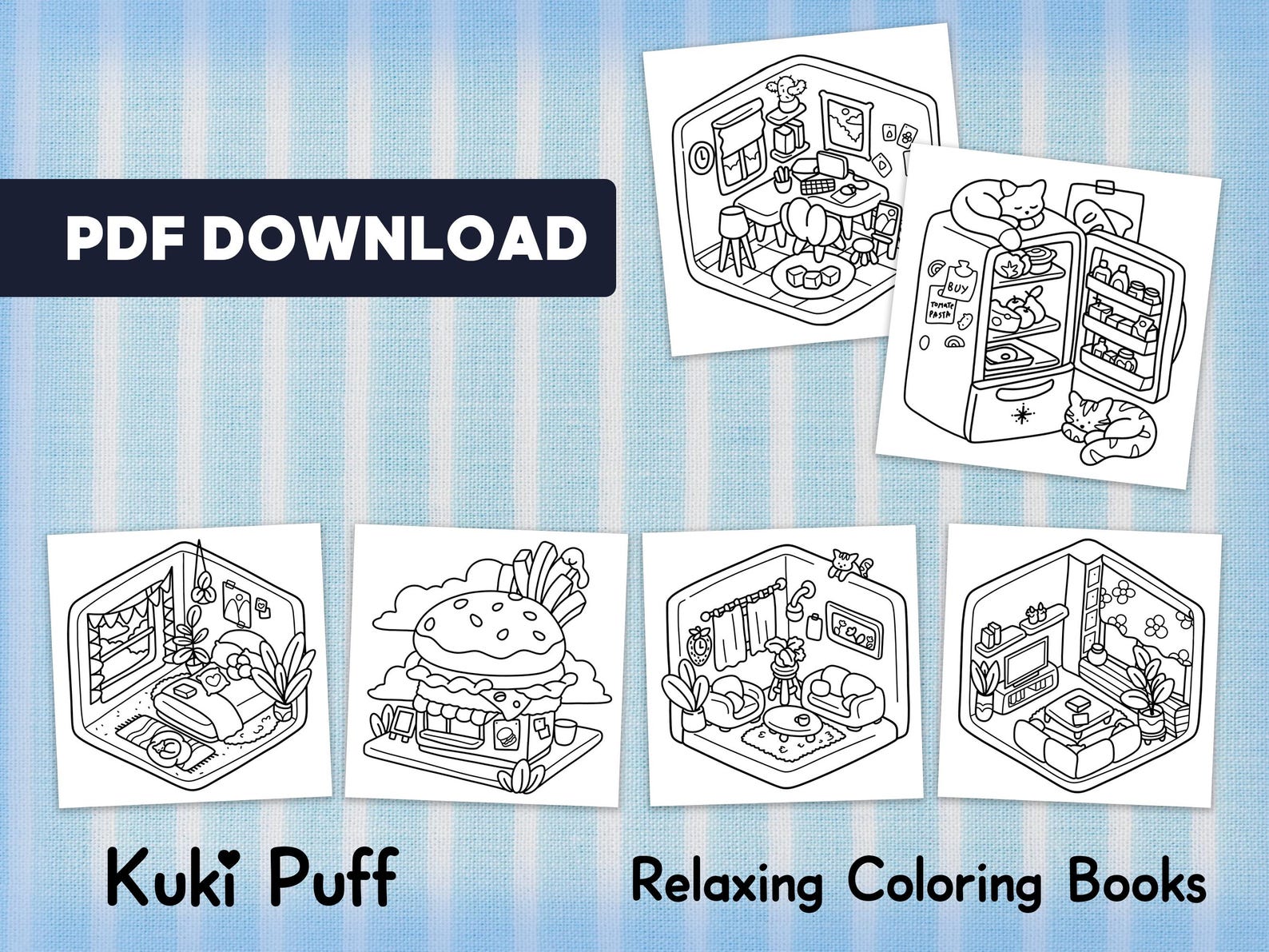 Cozy Corner: Cute Adorable Designs of Cozy, Hygge Spaces Coloring Book ...