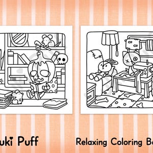 Spooky Vibes: Adorable Creepy Creatures in Cozy Hygge Moments Coloring ...