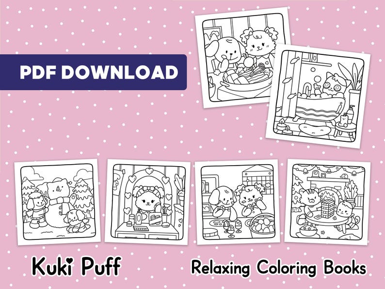 Fluffy Days: Cute Animal Characters Easy and Simple Designs Coloring ...