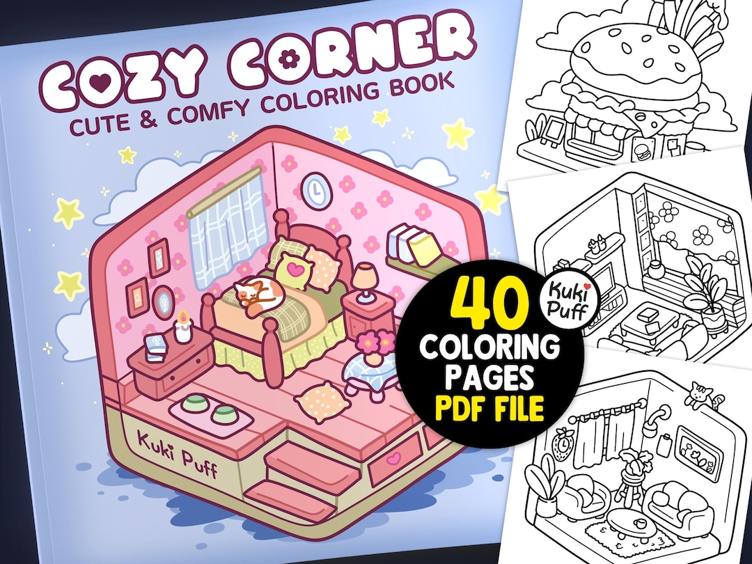 Cozy Corner: Cute Adorable Designs of Cozy, Hygge Spaces Coloring Book ...