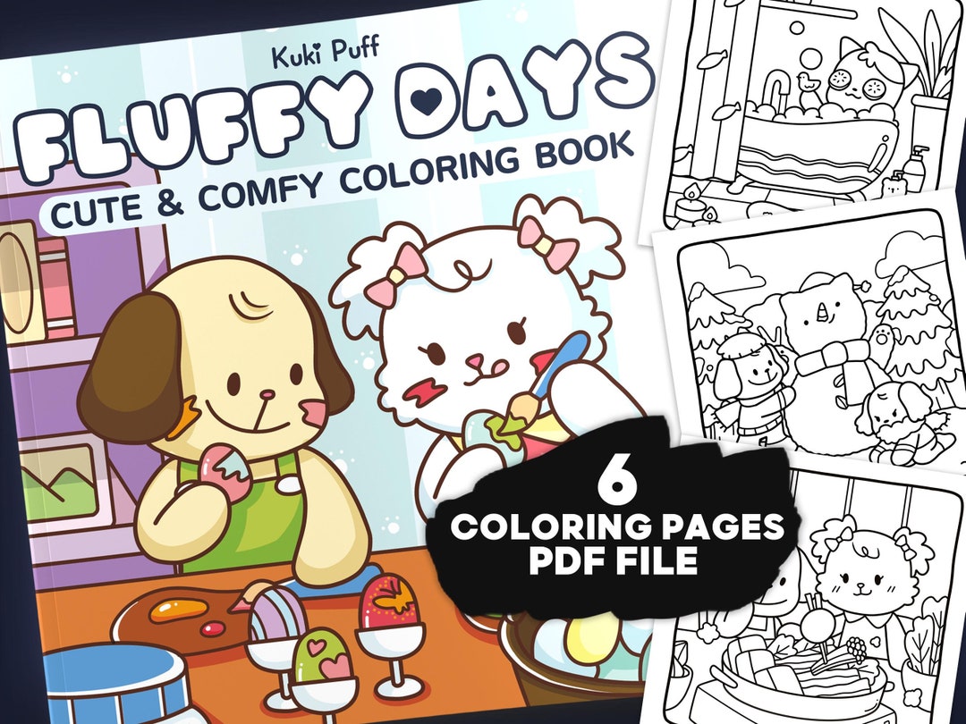 Fluffy Days: Cute Animal Characters Easy and Simple Designs Coloring ...