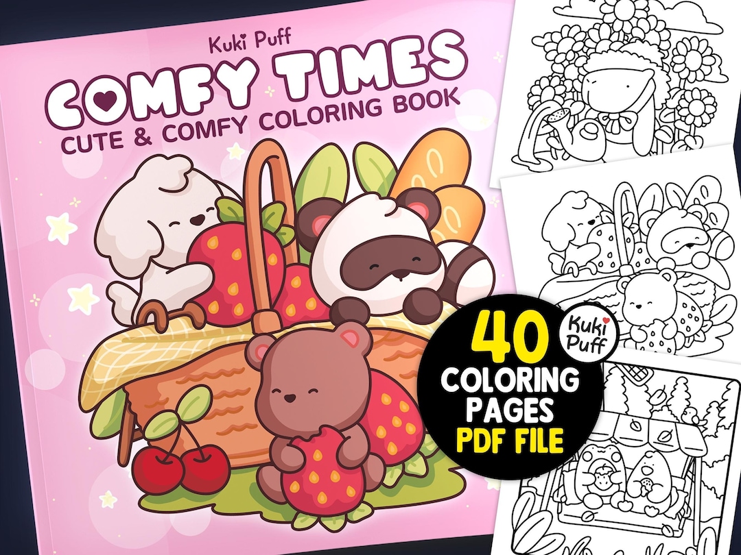 Comfy Times: Cute Animal Characters With Simple Designs Coloring Book ...