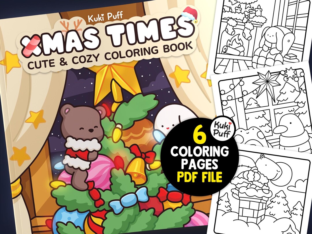 Xmas Times: Cute Animal Characters in Christmas Scenes Coloring Book by ...