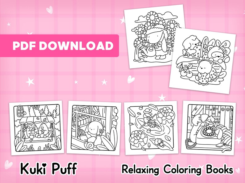 Comfy Times: Cute Animal Characters With Simple Designs Coloring Book ...