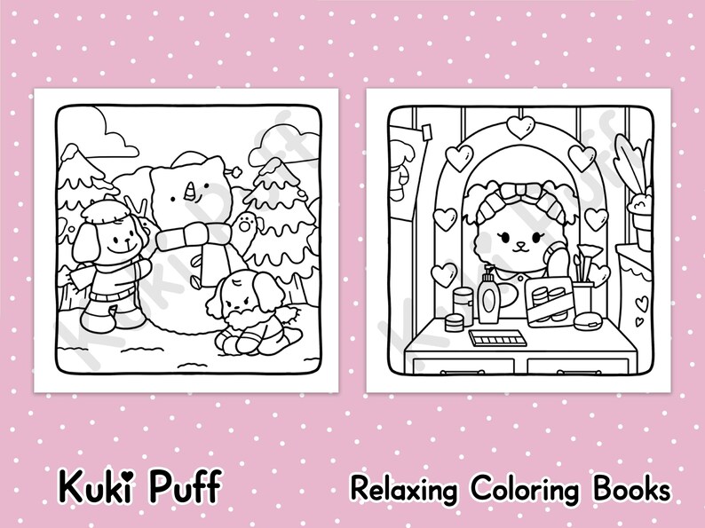 Fluffy Days: Cute Animal Characters Easy and Simple Designs Coloring ...