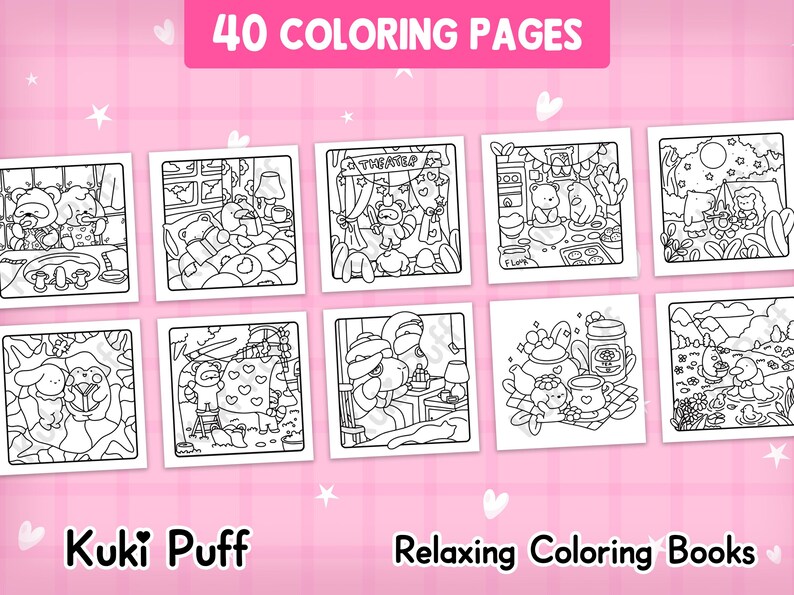 Comfy Times: Cute Animal Characters With Simple Designs Coloring Book ...