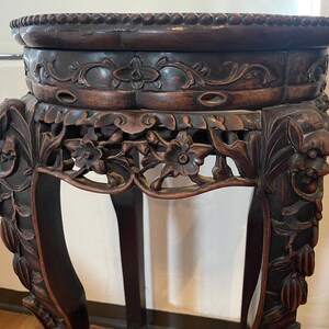 Intricately Carved Wood Stand With Marble Top Insert. - Etsy