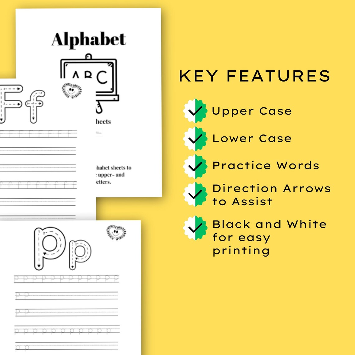 English Alphabet Practice Sheets Printable Digital Download - 27 Black ...