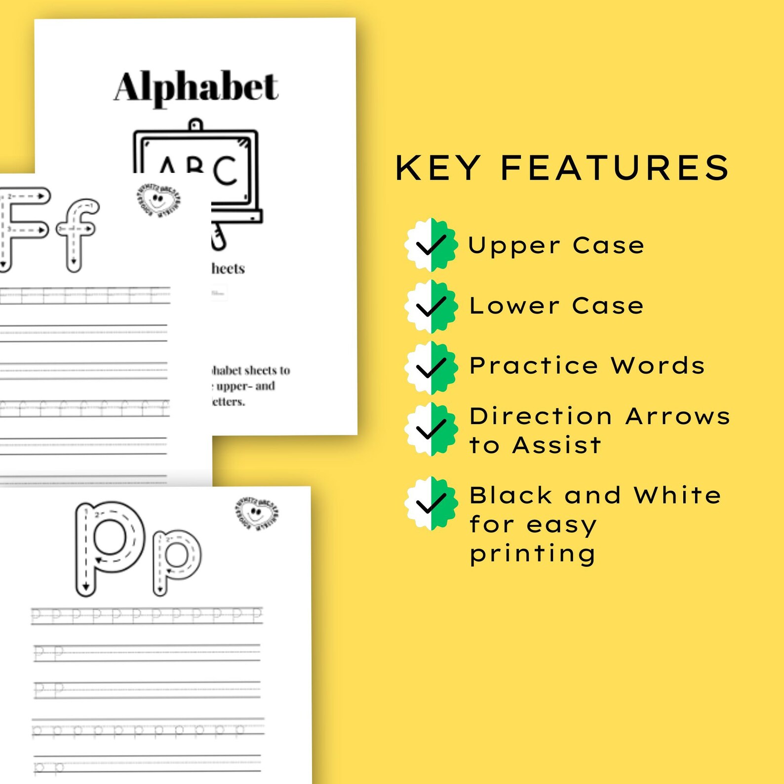 English Alphabet Practice Sheets Printable Digital Download - 27 Black ...