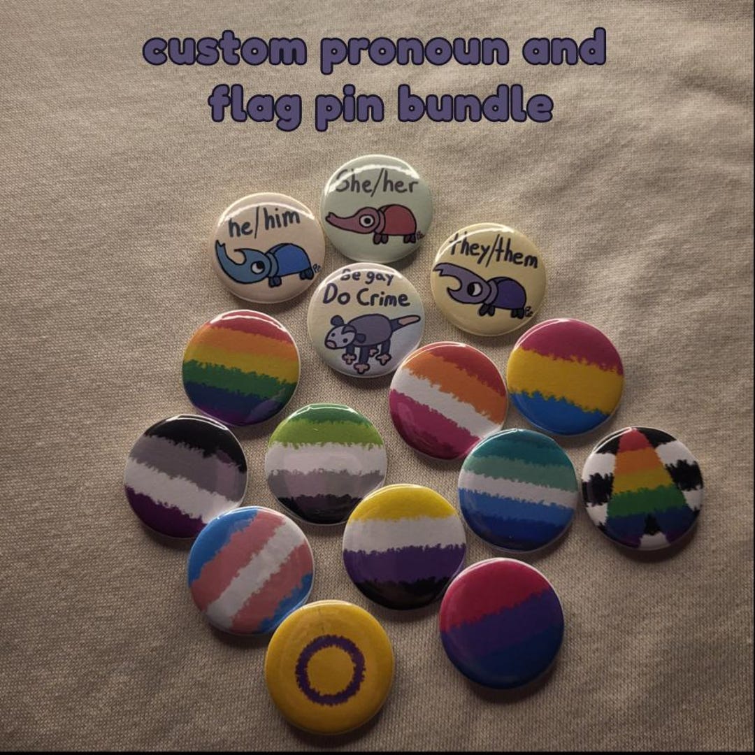 Custom Pronoun and Pride Flag Pin Bundle 1.25 In. - Etsy