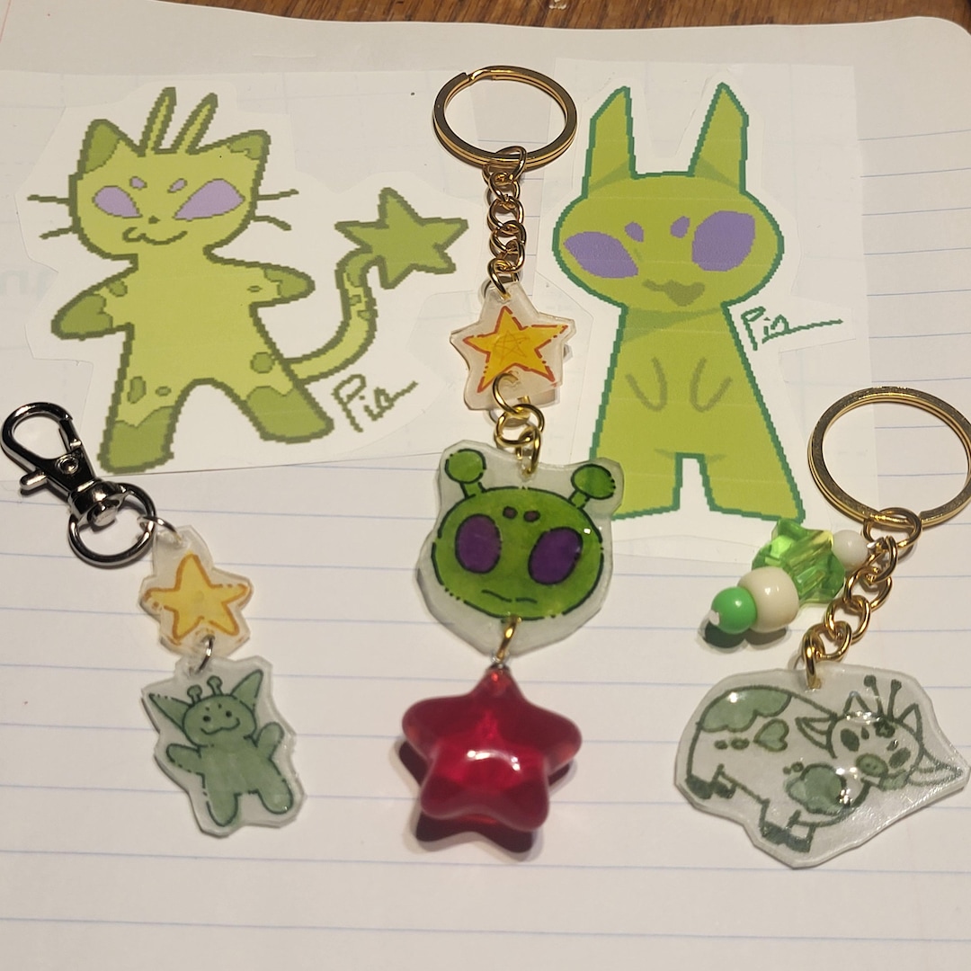 Alien Keychain and Sticker Bundle - Etsy