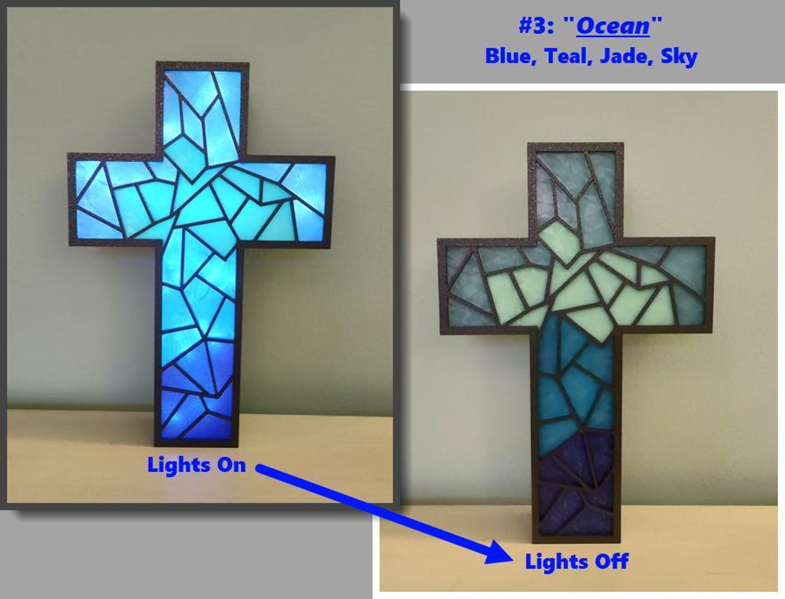 Stained Glass Cross (lit With Fairy Lights) - Etsy