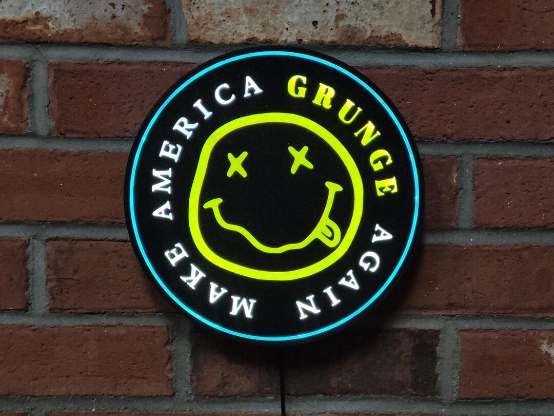 Nirvana Neon Sign | Kurt Cobain Nirvana With Smiley Face Logo - Etsy