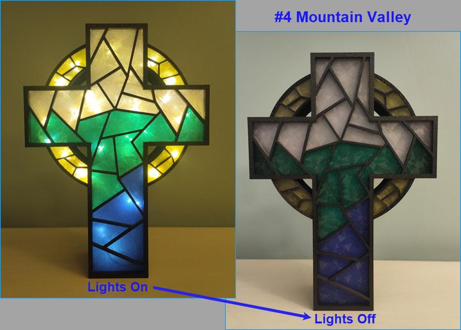 Stained-glass Celtic Cross (lit With Fairy Lights) - Etsy