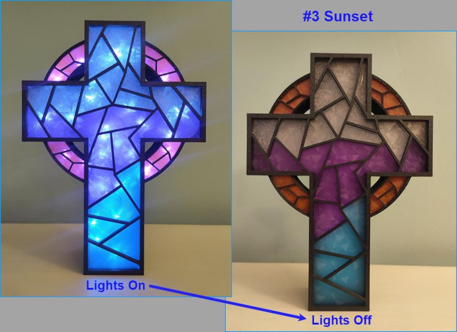 Stained-glass Celtic Cross (lit With Fairy Lights) - Etsy