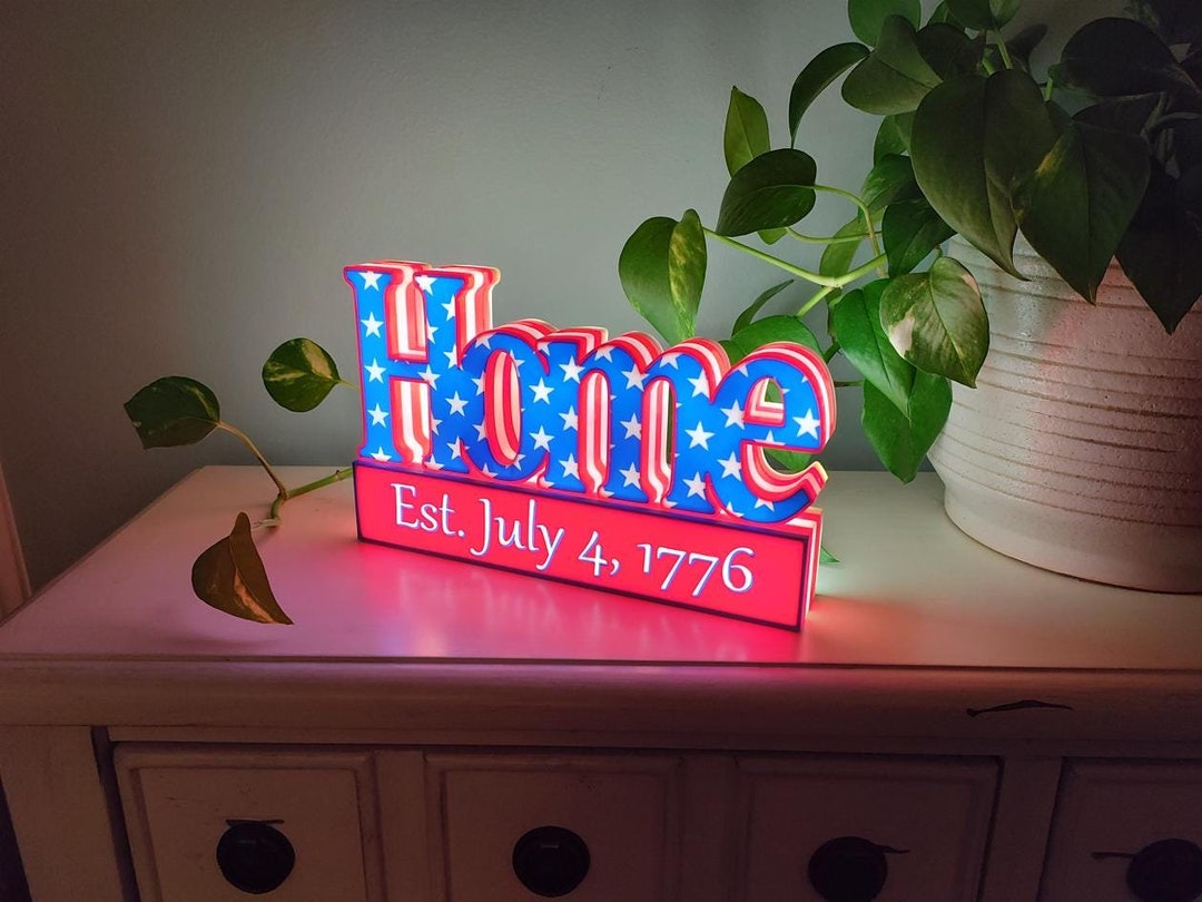 Patriotic Home Sign: Customizable 4th of July Lightbox - Etsy