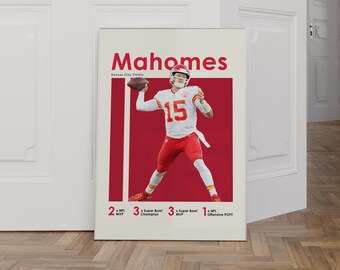 Patrick Mahomes Poster, NFL Poster, American Football Poster, Sports ...