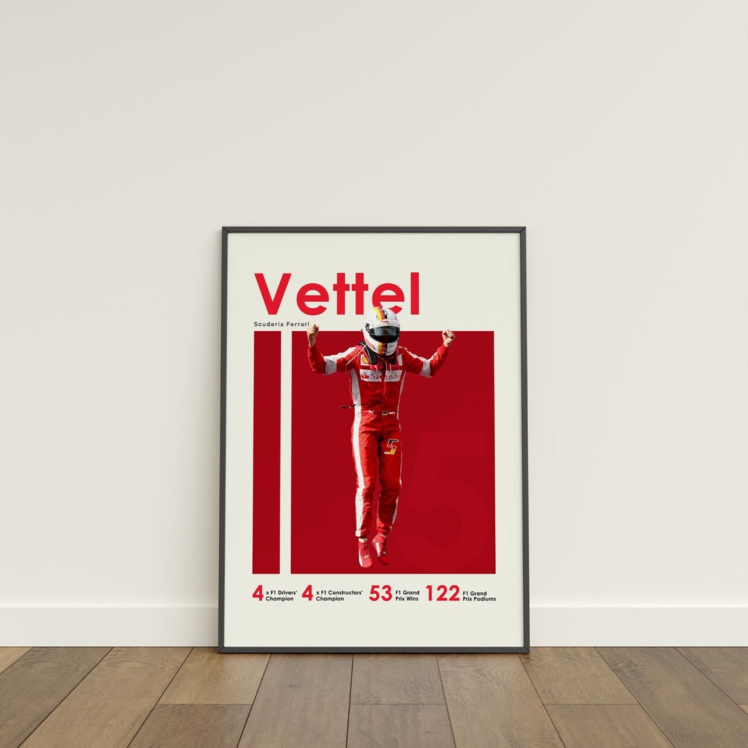 Sebastian Vettel Poster, Formula 1 Poster, Car Poster, Sports Poster ...