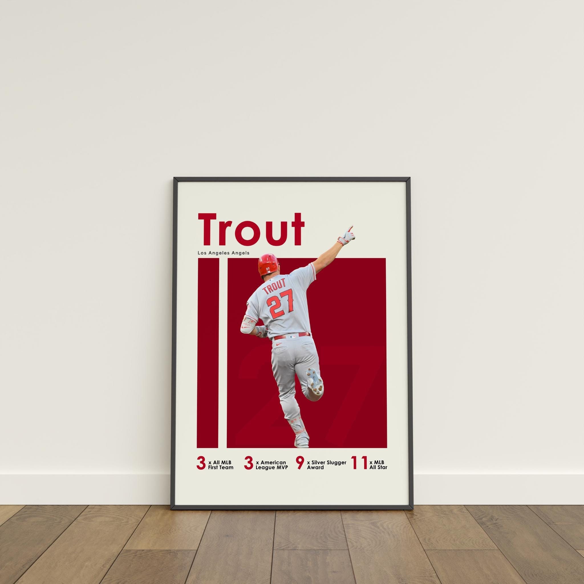 Mike Trout Poster, Baseball Poster, MLB Poster, Sports Poster, Los ...