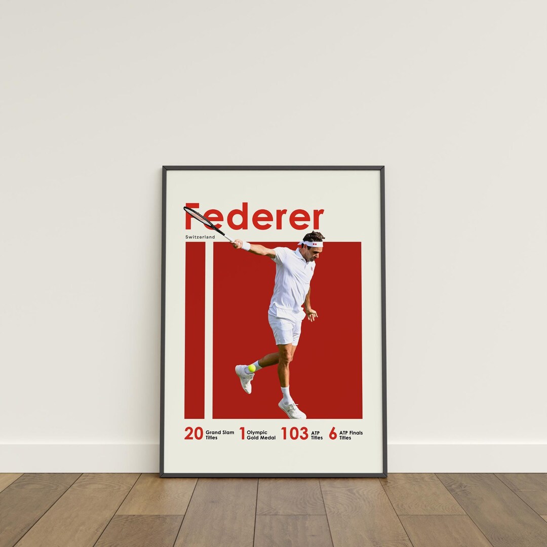 Roger Federer Poster, Tennis Poster, Tennis Print, Sports Poster, Wall ...