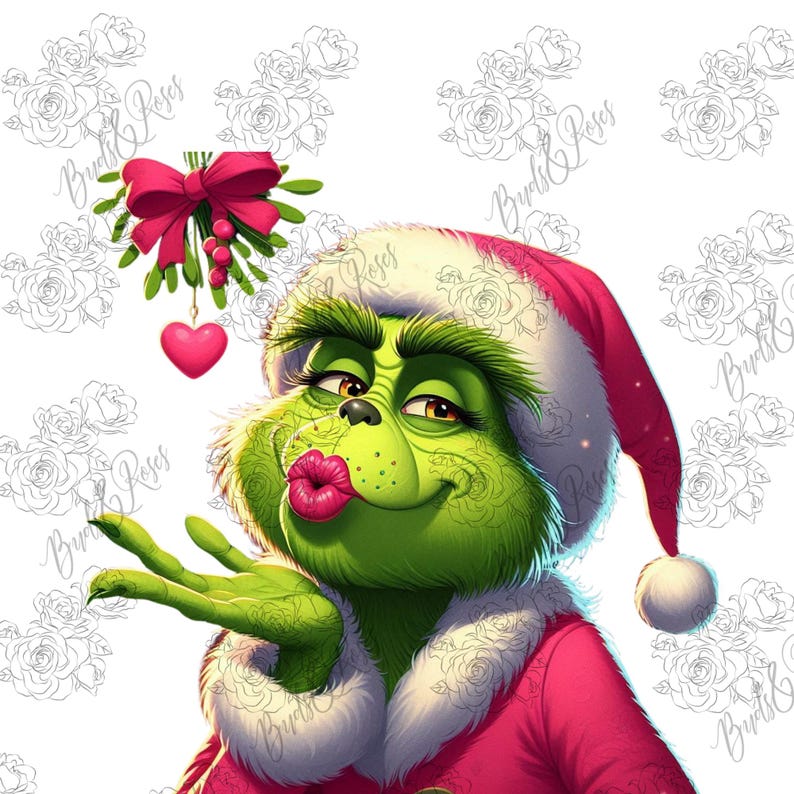 Digital, Grinch Kisses, PNG, Pink Christmas, Grinch Christmas Png ...