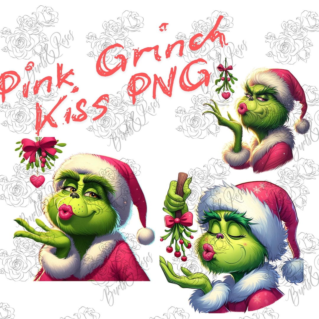 Digital, Grinch Kisses, PNG, Pink Christmas, Grinch Christmas Png ...