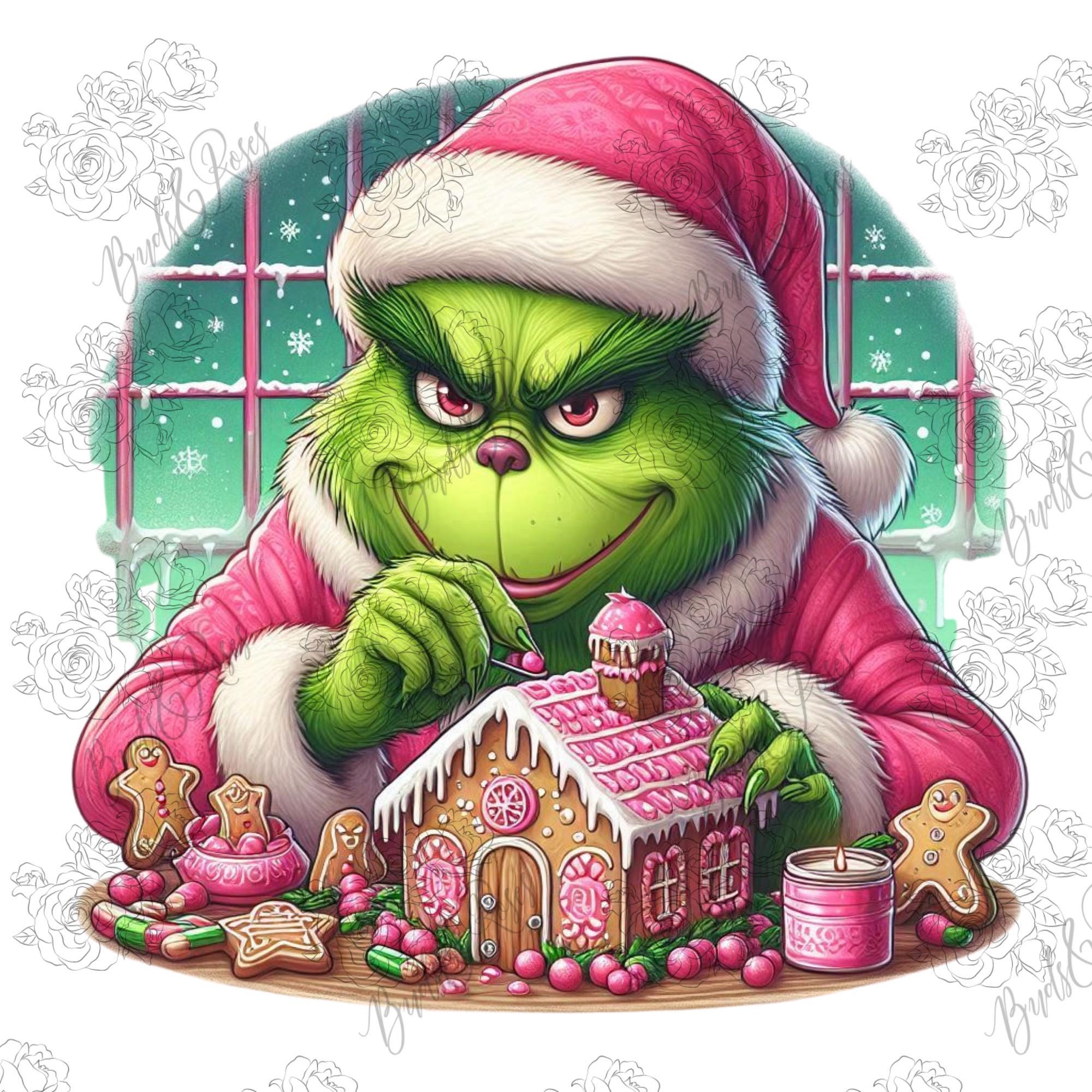Digital, Grinch Gingerbread House, PNG, Pink Christmas, Grinch ...