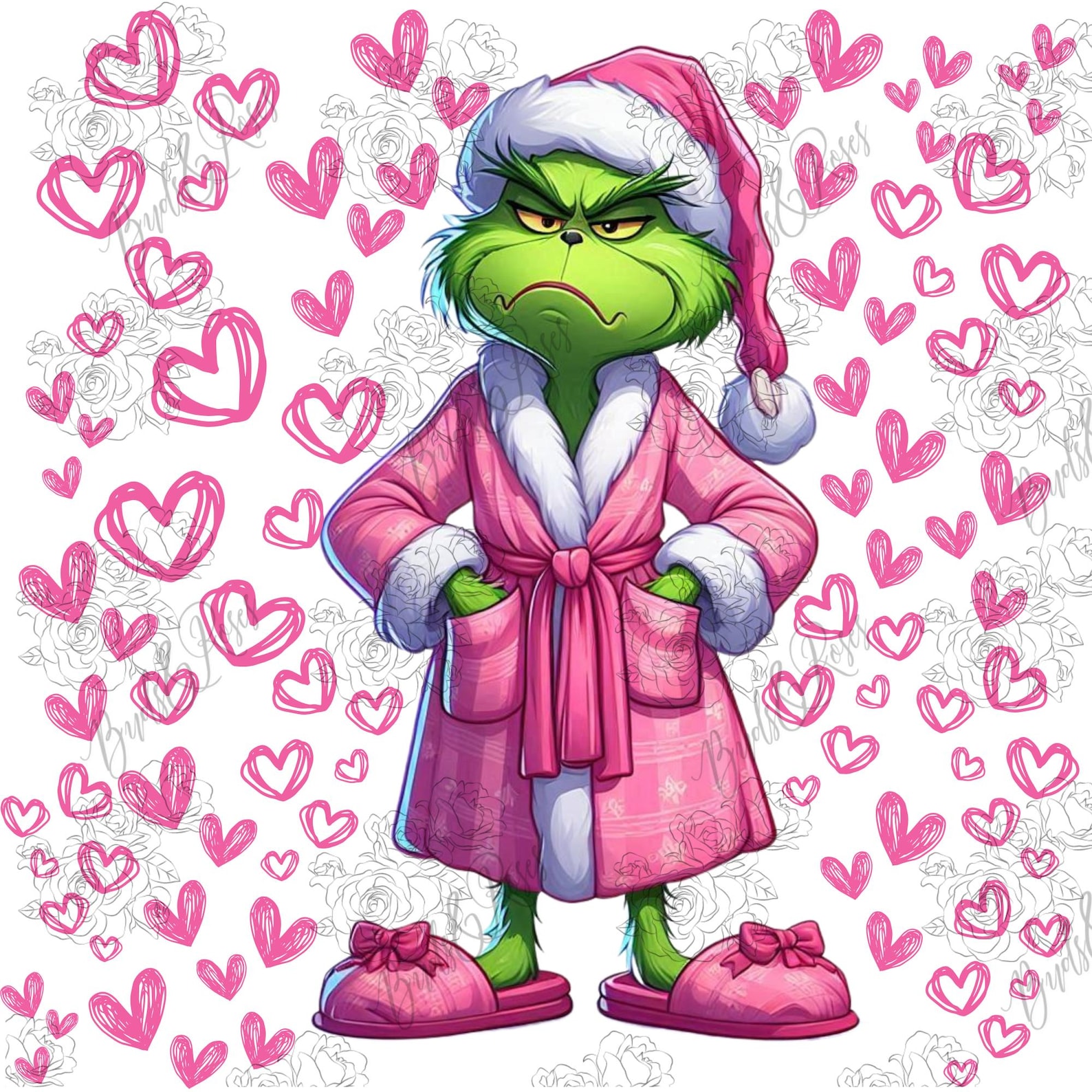 Digital, Hearts Grinch, SVG, PNG, Pink Christmas Svg, Grinch Christmas ...