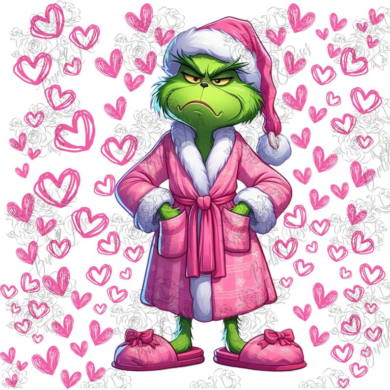 Digital, Hearts Grinch, SVG, PNG, Pink Christmas Svg, Grinch Christmas ...