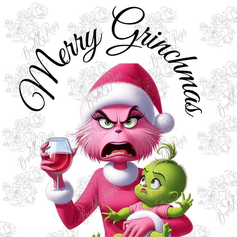 Digital, Grinch Mom, Merry Grinchmas, PNG, Pink Christmas Png, Grinch ...