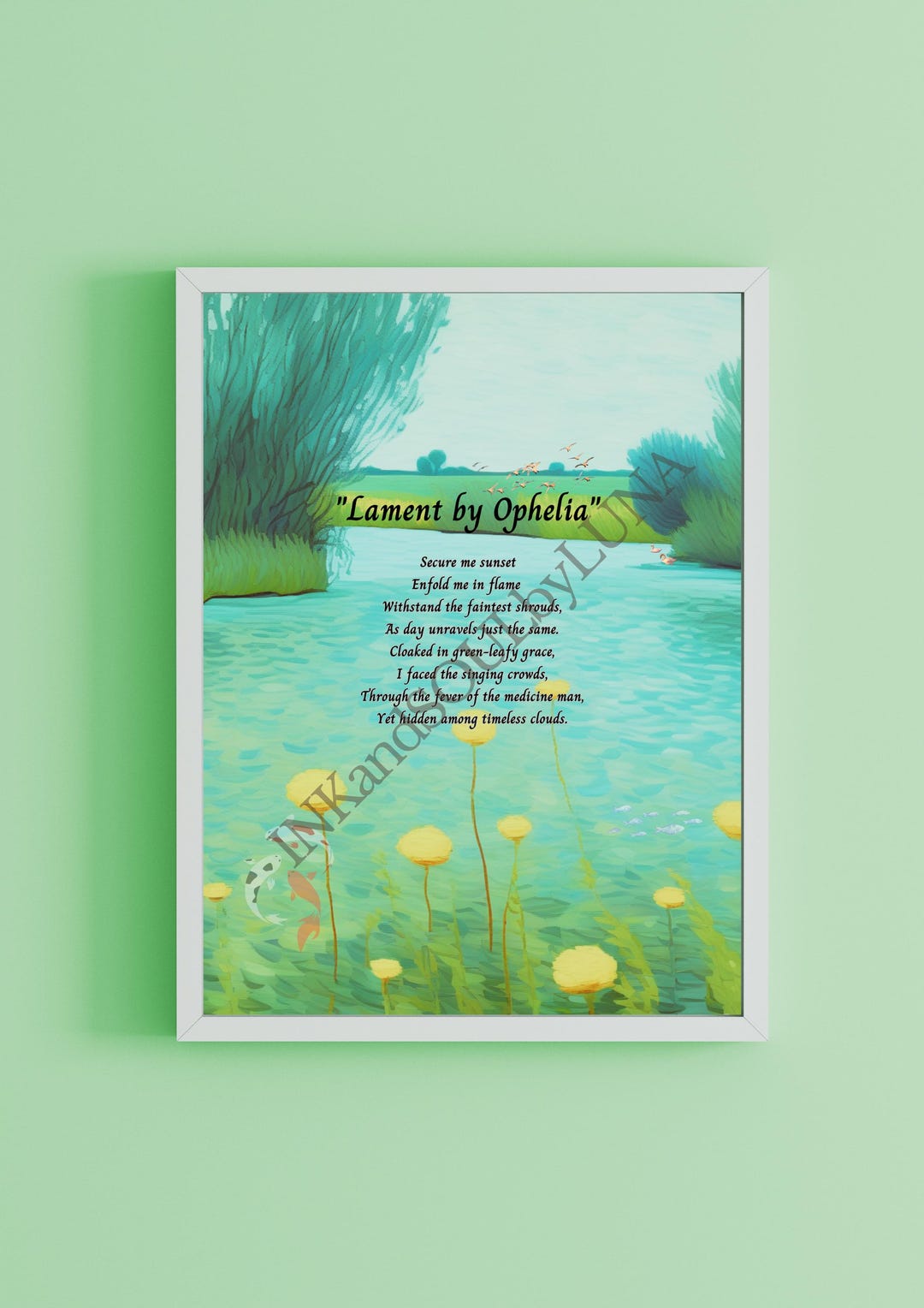 Lament by Ophelia: Digital Download Poem in A4 and A3 | Wall Art Print ...
