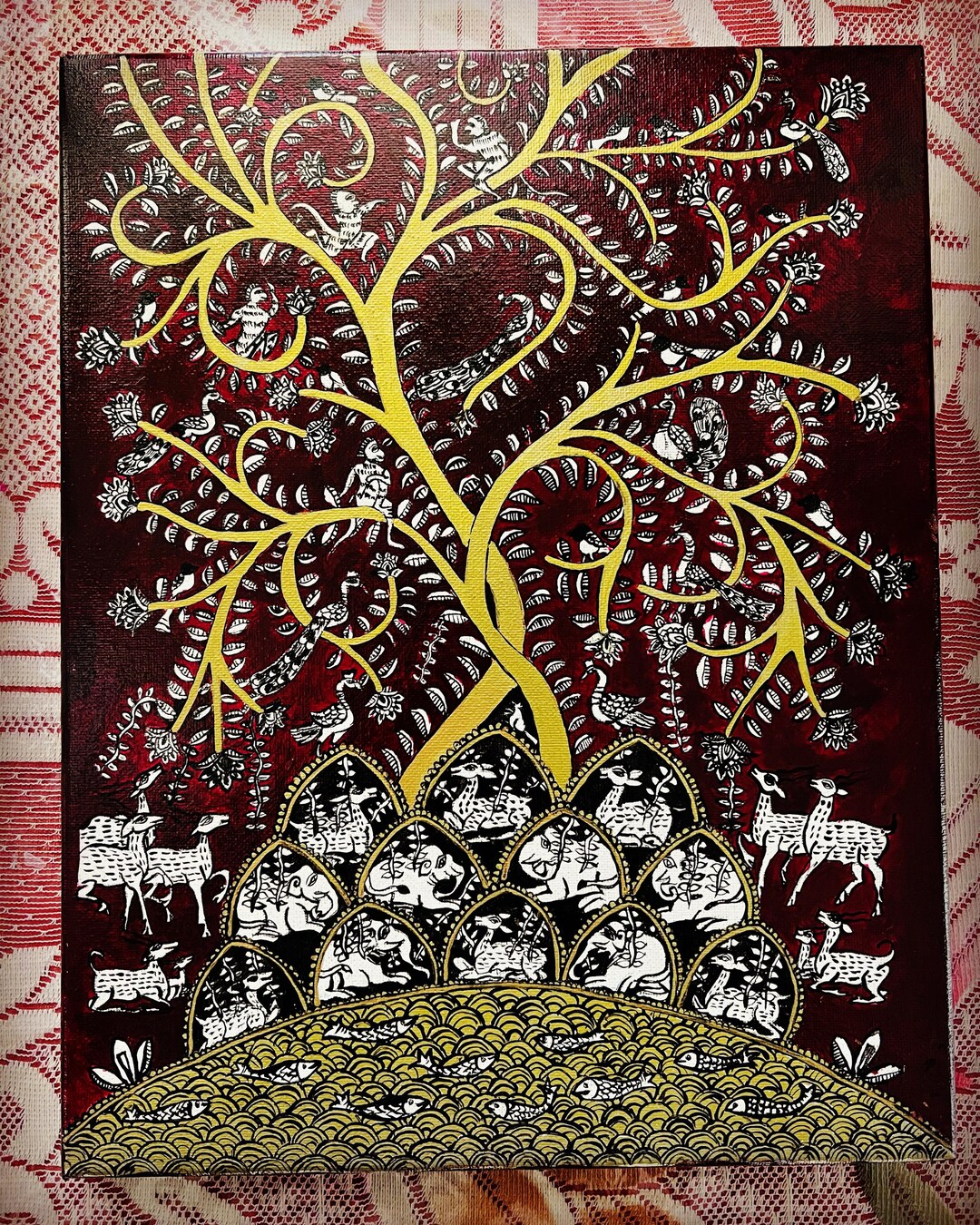 Tree of Life Indian Folk Art Indian Phad Art Tree of Life Rajasthani ...