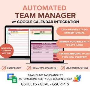 Team Task and Project Manager | Automated Google Sheet Template - Etsy