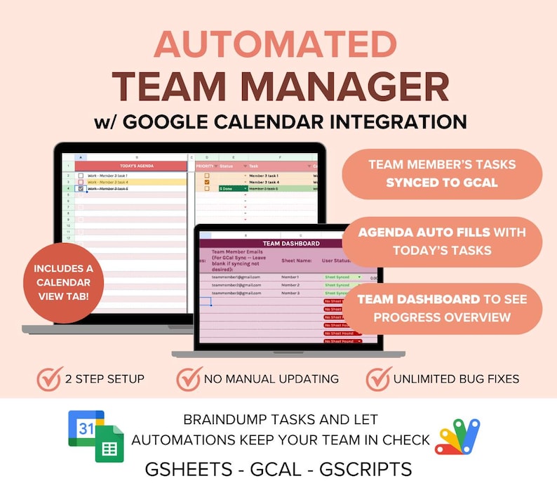 Team Task and Project Manager | Automated Google Sheet Template - Etsy