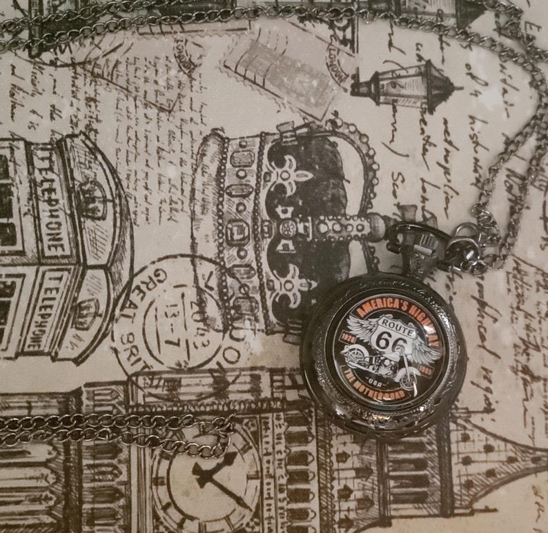 "route 66 Motorcycle" Pocket Watch - Etsy