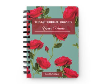 Personal Red Rose Spiral Bound Journal - Etsy