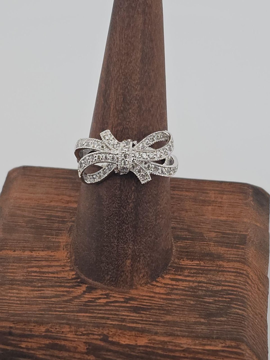 Sterling Silver & Cz Bow Ring - Etsy