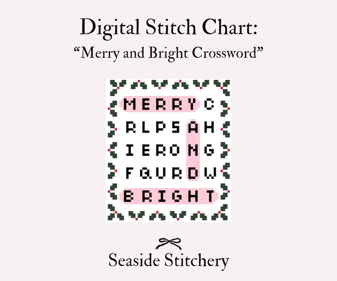Merry and Bright Crossword Digital Needlepoint Chart - Etsy