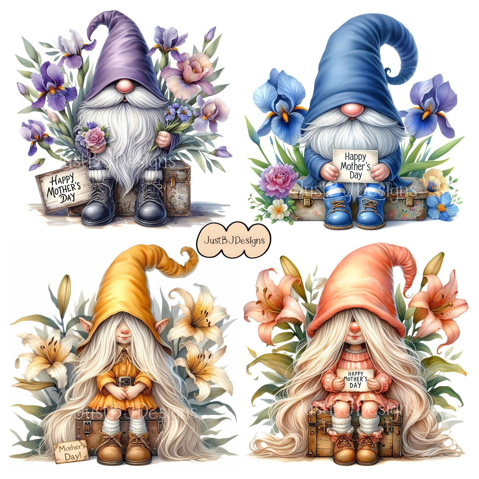 Mothers Day Gnome Clipart - 15 High Resolution Images - Commercial or ...