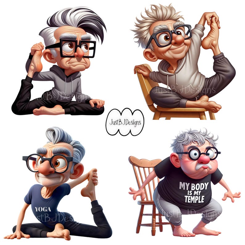 Schrullige Yoga Clipart - 20 hochauflösende Bilder - kommerzieller oder ...