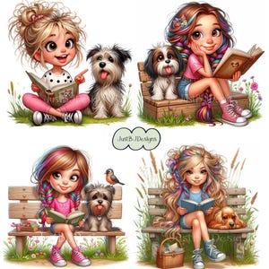 Whimsical Girl Reading to Her Pet - 15 High-quality Images - Commercial ...