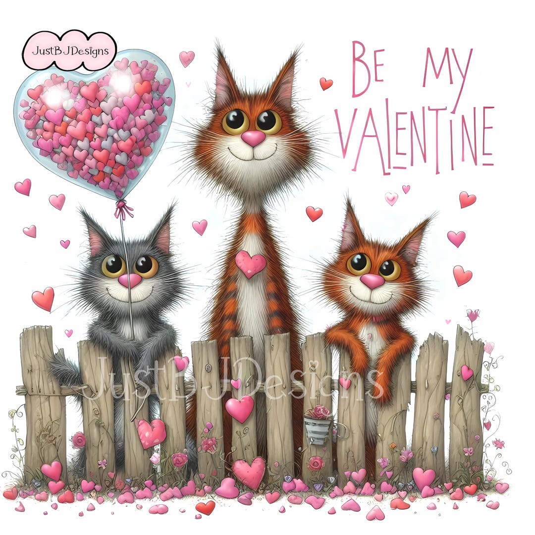 Whimsical Dog and Cat Valentine - 14 High Resolution Images ...