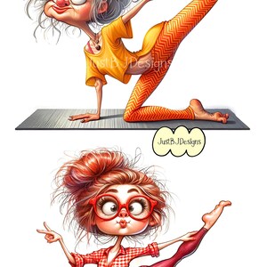 Whimsy Quirky Yoga Girl - Yoga Clipart Bundle - 15 JPG High Resolution ...