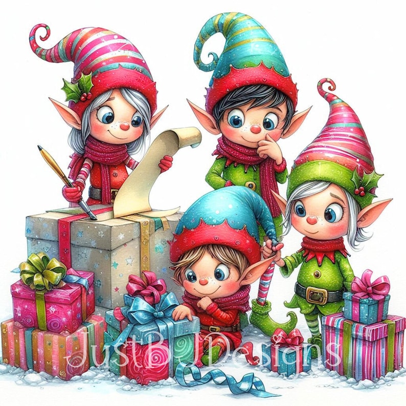 Christmas Elf Clipart Cute Christmas Elf Clipart Bundle 13 High-quality ...