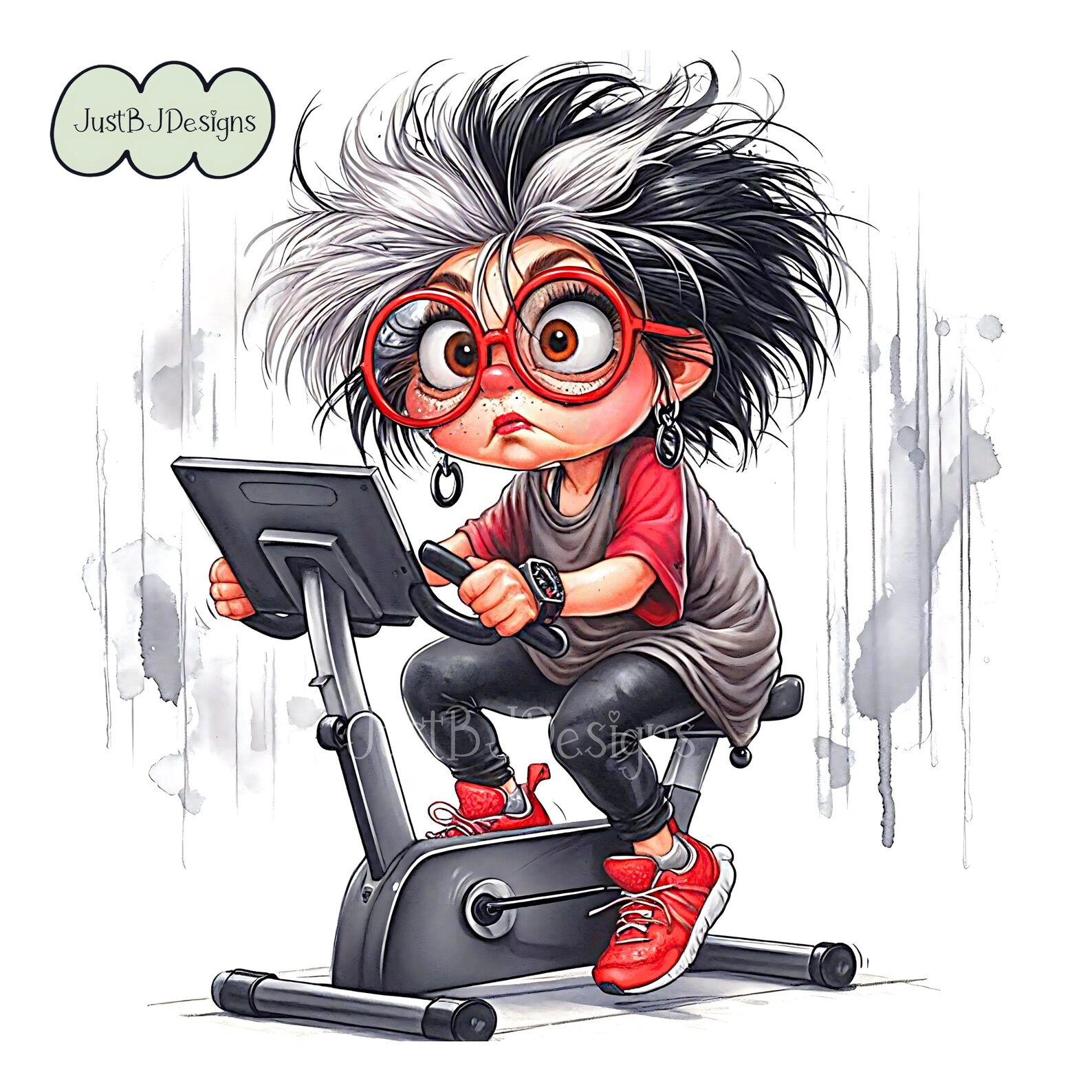 Work Out Lady Funny Whimsy Quirky Clipart - 20 JPG High Resolution ...