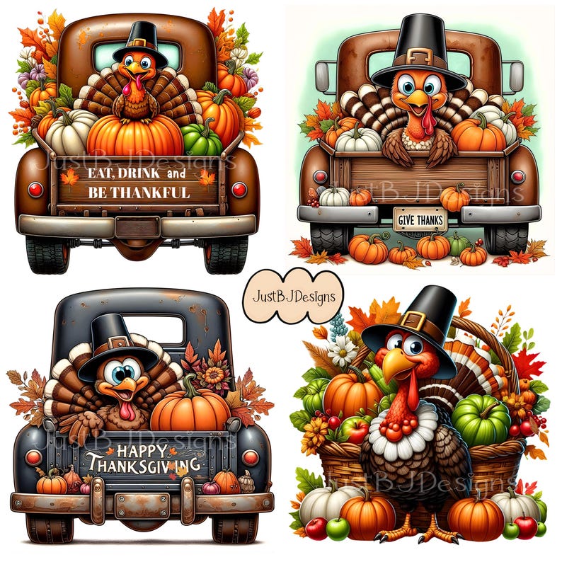 Thanksgiving Turkey Clipart - 15 High Resolution Digital Images - Etsy