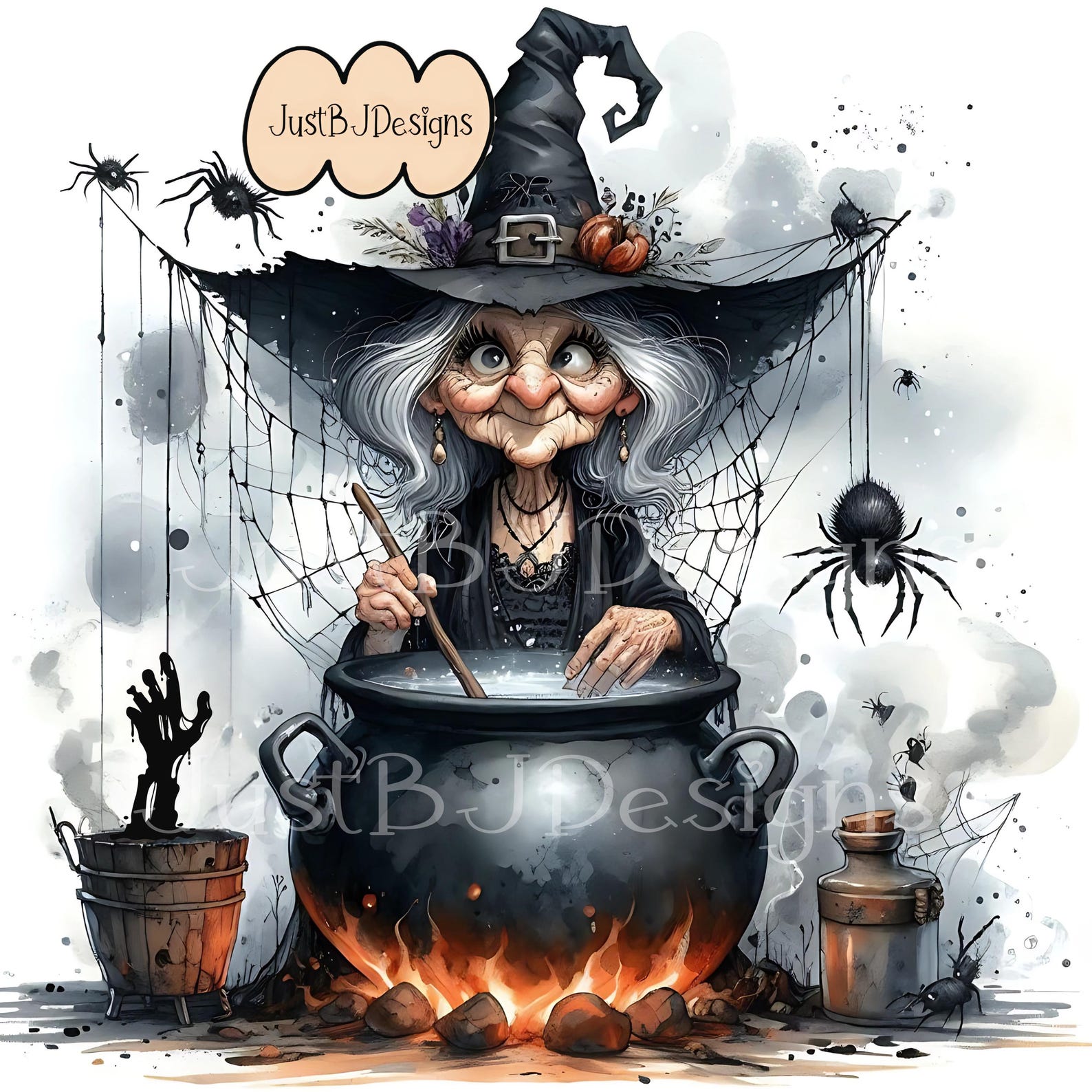 Halloween Whimsical Old Hag Clipart - 20 High Resolution Images ...