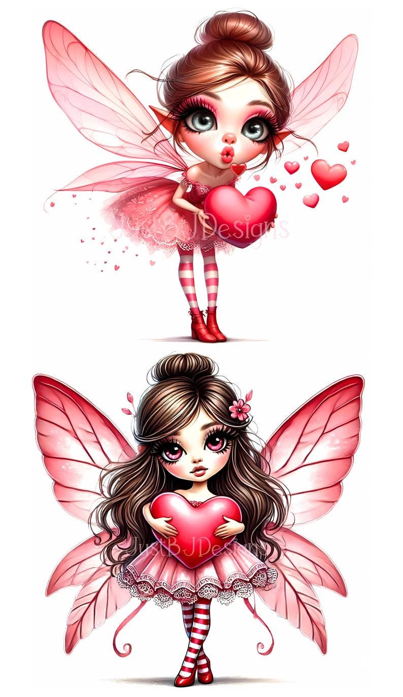 Heart Fairy Clipart: Whimsical Girl Illustration (digital Download) - Etsy