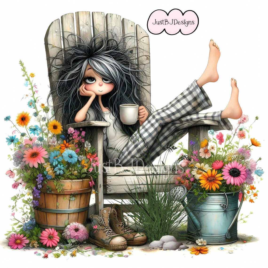 Whimsical Quirky Spring Morning Coffee Lady - 20 High Resolution Images ...